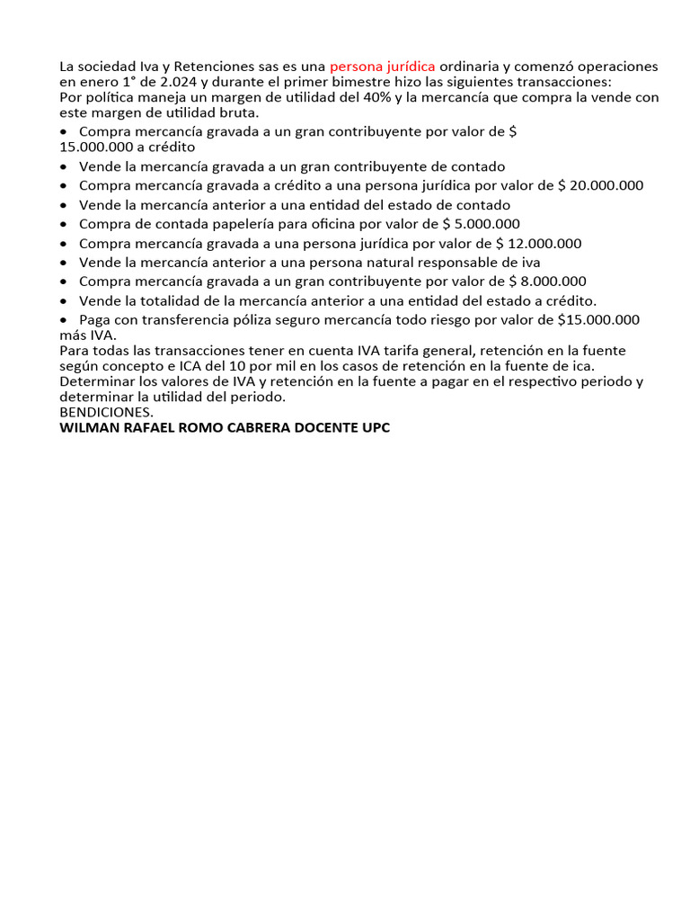 EJERCICIO EN CLASE | PDF | Impuesto al valor agregado | Economias