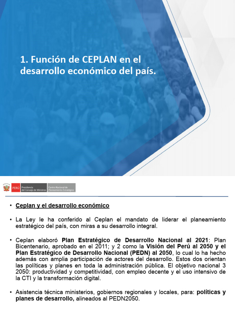 CEPLAN y el Desarrollo Económico del Perú | PDF | Planificación estratégica | Planificación