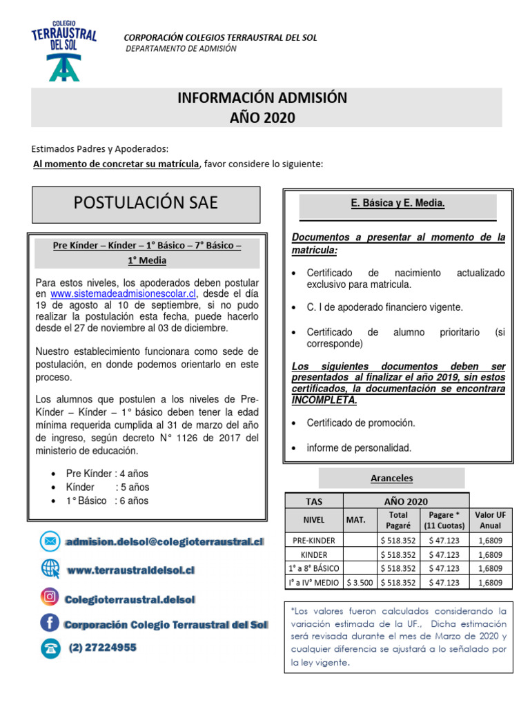 Informativo de Postulaciones | PDF | Educación de la primera infancia