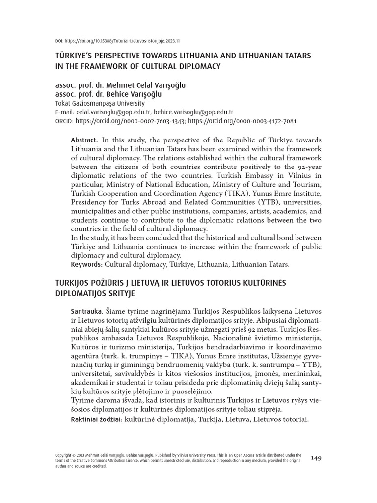 Turkiyes Perspective Towards Lithuania A Pdf