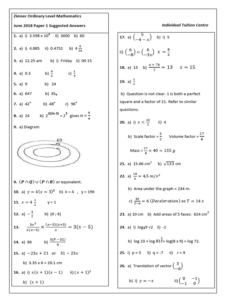 O-Levels Mathematics 2018 Answers | Download Free PDF | Mathematics | Euclidean Geometry