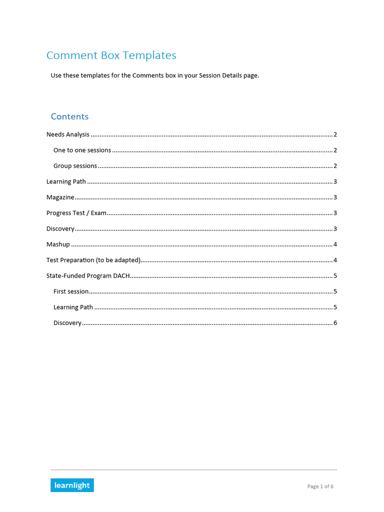 Comment Box Templates in English | PDF | Behavior Modification | Cognition