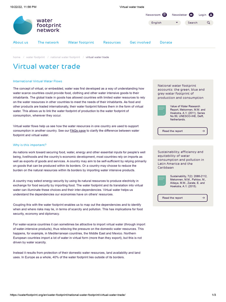 Virtual water trade | PDF | Economies | Natural Environment