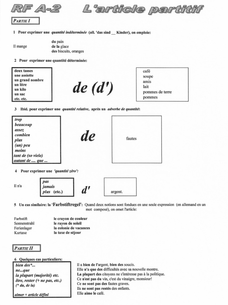 RF A-2 - L'Article Partitif | PDF