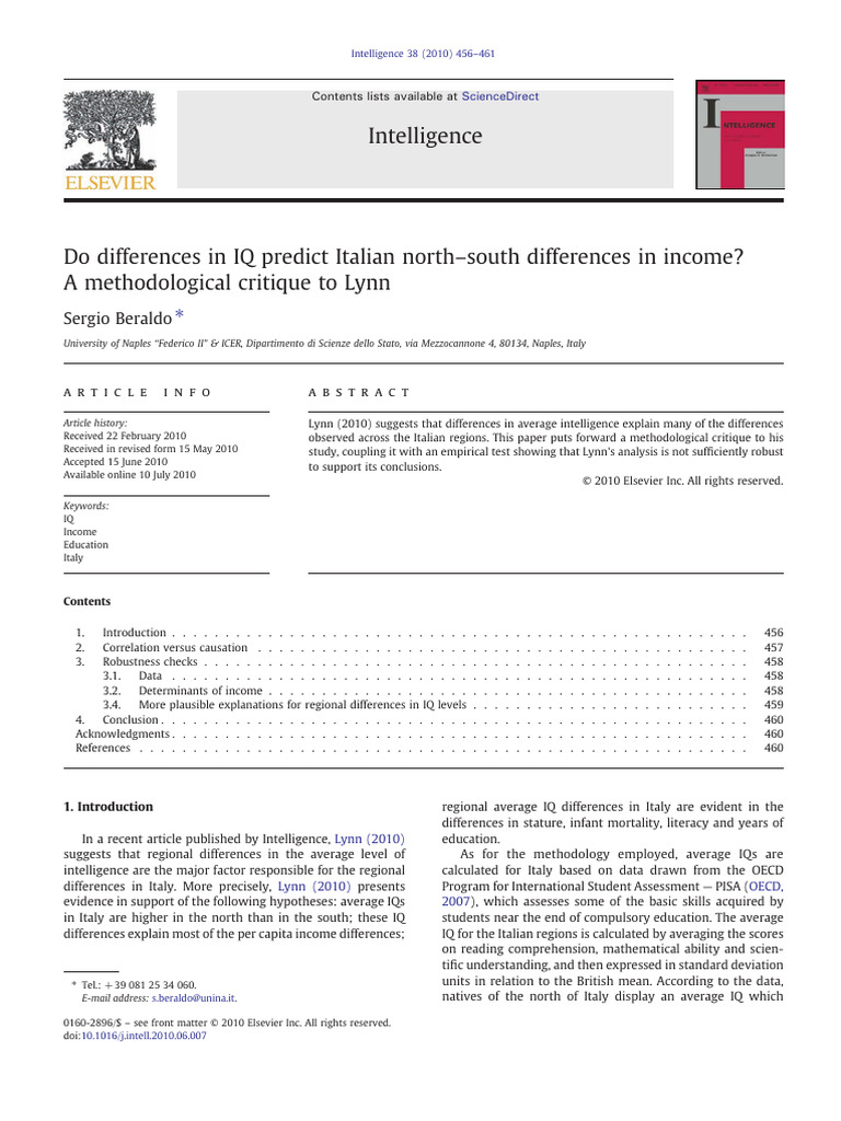 Critique of Lynn's IQ-Income Study | PDF | Intelligence Quotient ...