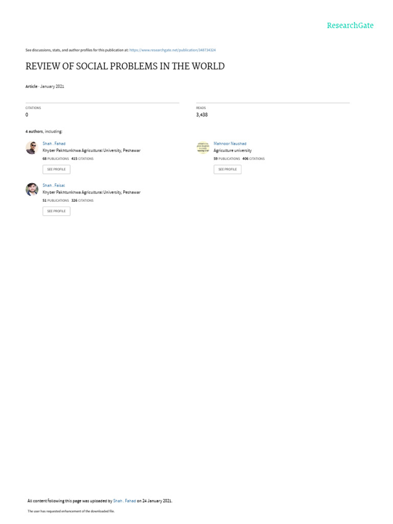 Review Of Social Problems In The World Pdf Poverty Homelessness