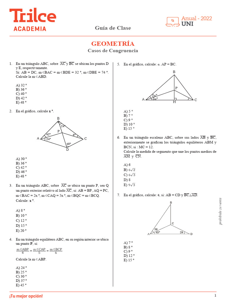 Geometria Guia7 | PDF | Triángulo | Euclides