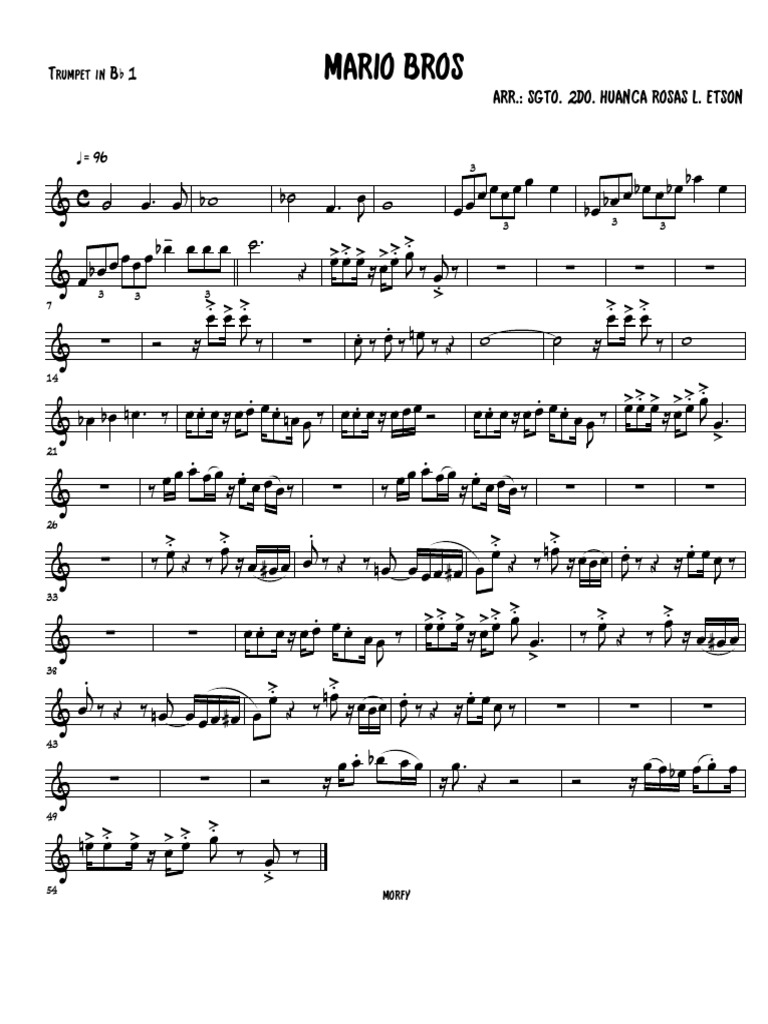 Mario Bros Theme for Trumpet | PDF | Elementary Organology | Musical ...
