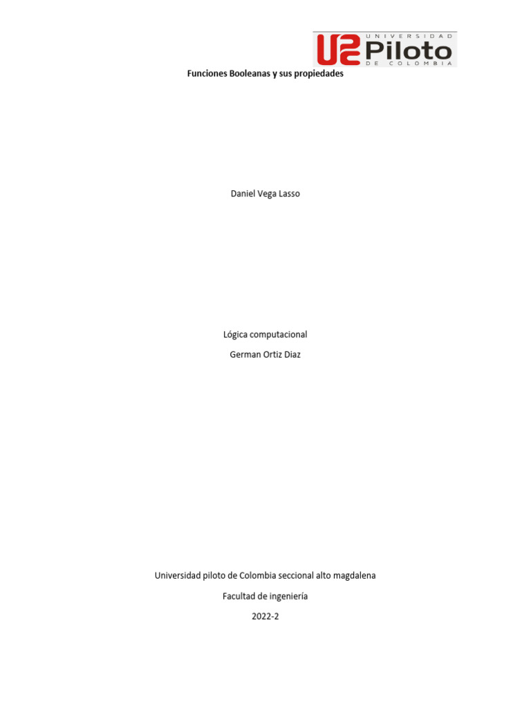 Funciones Booleanas y sus propiedades | PDF | Puerta lógica | Álgebra ...