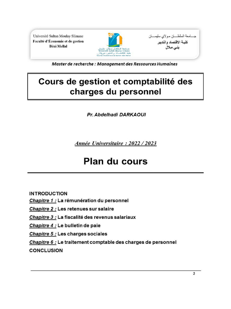 Cours CGCP-MRH DARKAOUI | PDF
