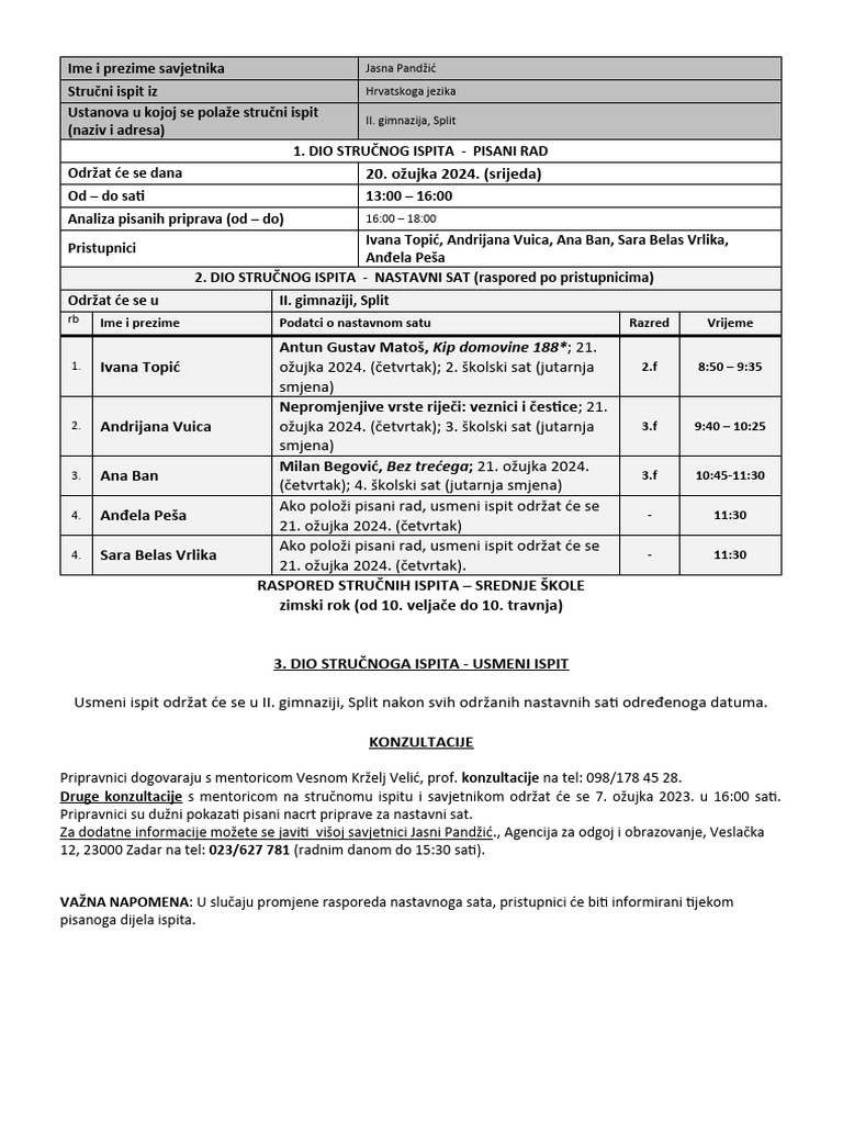 Strucni Ispiti I Opce Upute HJ-SS 2024 Split | PDF