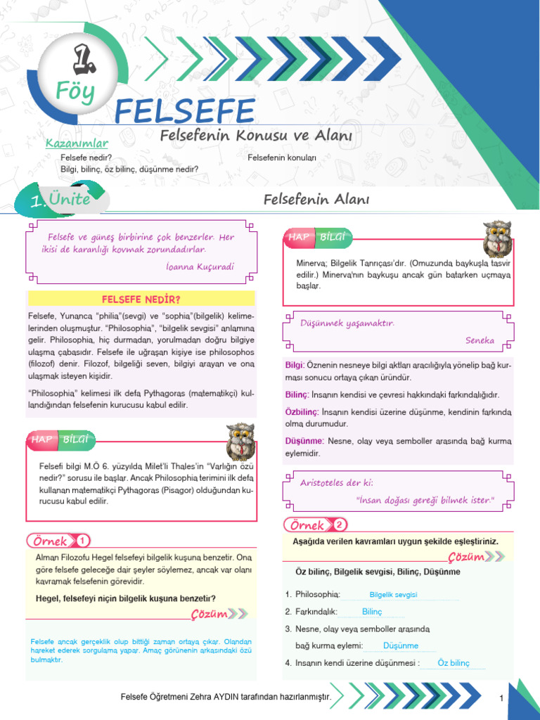 Tyt Felsefe Foyler 1 1 | PDF