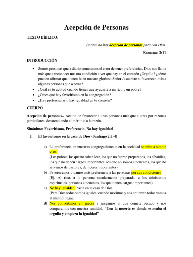 Acepcion de Personas | Descargar gratis PDF | Pecado | Creencia y ...