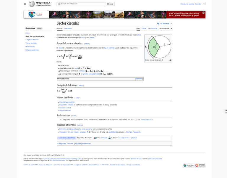 Sector Circular | PDF | Wikipedia | Curva