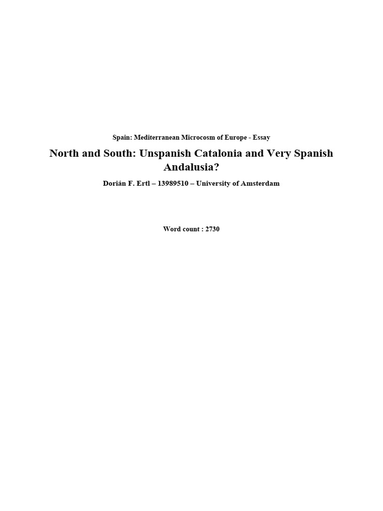 North and South: Unspanish Catalonia and Very Spanish Andalusia? | PDF ...