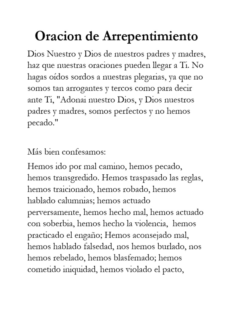 Oracion de Arrepentimiento | PDF | Derecho | Religión y espiritualidad