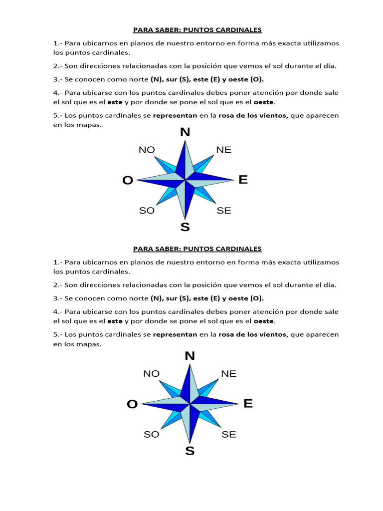 Puntos Cardinales para Niños | PDF