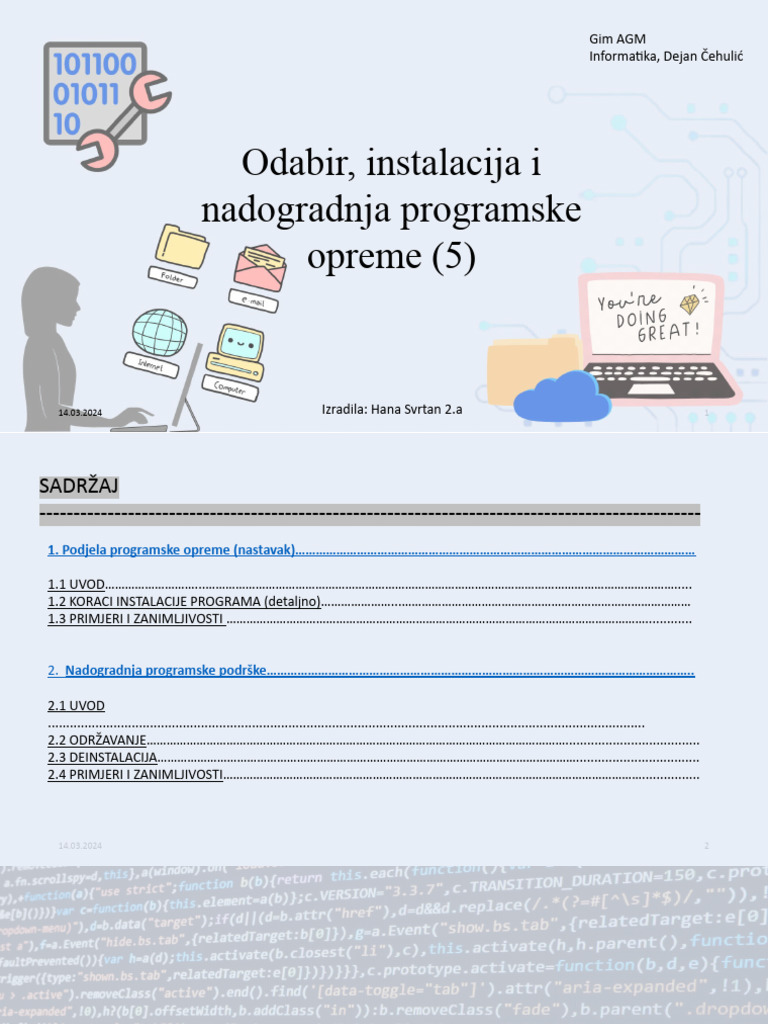 Odabir, Instalacija I Nadogradnja Programske Opreme (5) - Hana Svrtan 2.A | PDF