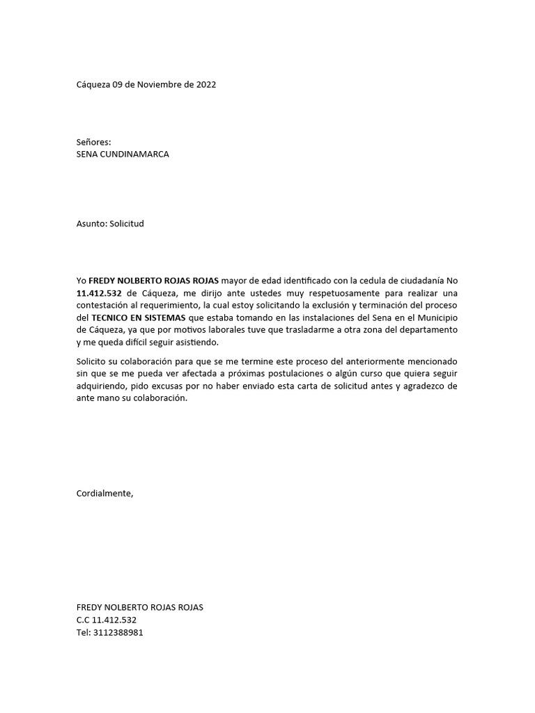 Carta de Exclusion | PDF