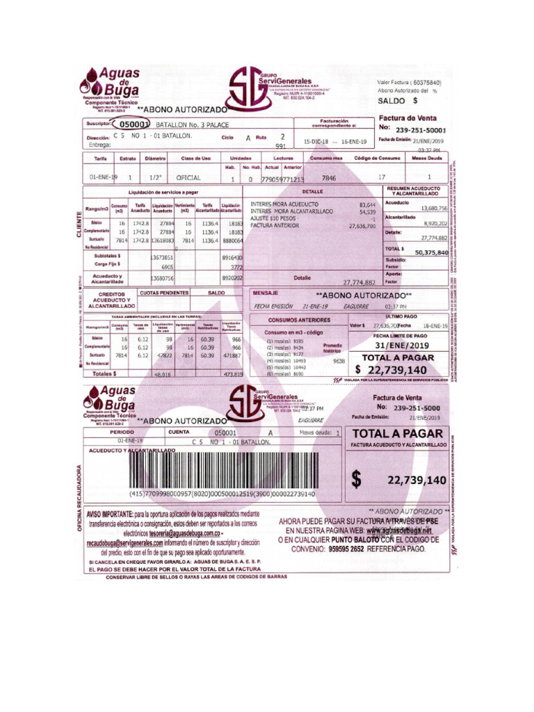 CONTRATO 05001 AGUA CONSUMO 7846 BAPAL 3 | PDF
