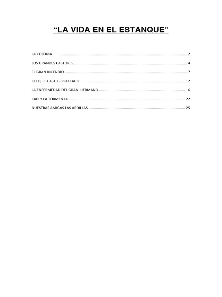 La Vida de los Castores en el Estanque | PDF | Castor | Incendios