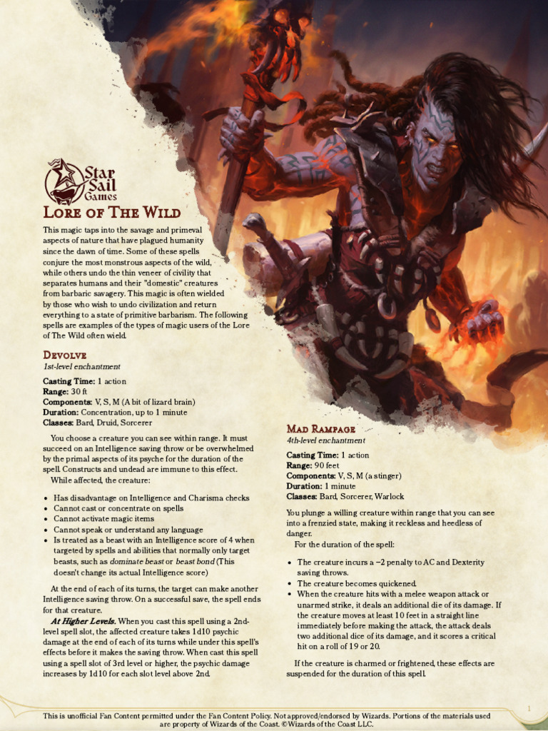 Lore of The Wild | PDF | D20 System | Fantasy Role Playing Games