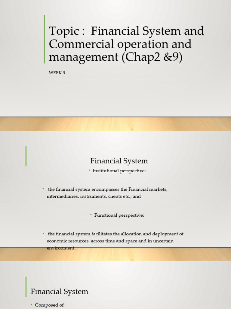 Topic 2 Financia System and Commerical Bank Management | PDF | Financial System | Trade