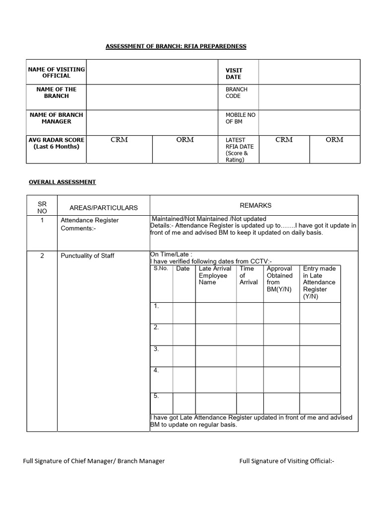 Branch Assessment New Format | PDF