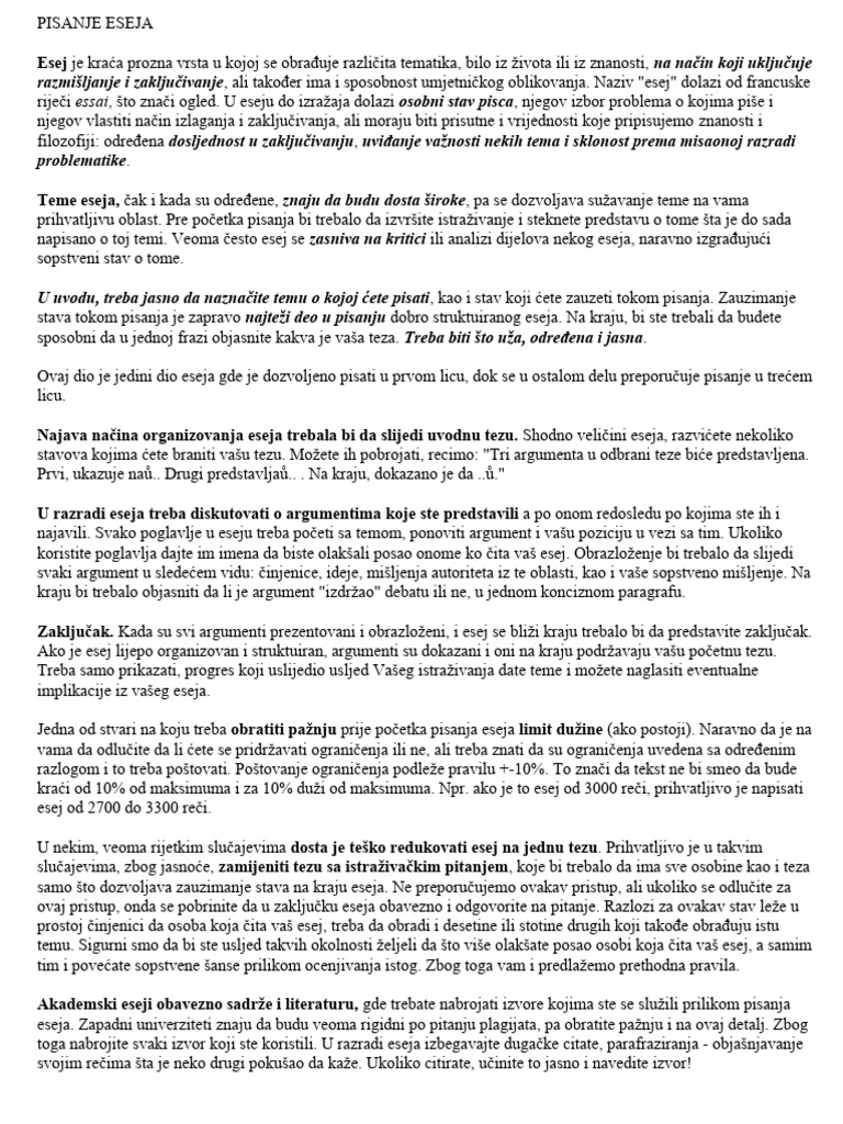 Pisanje Eseja | PDF