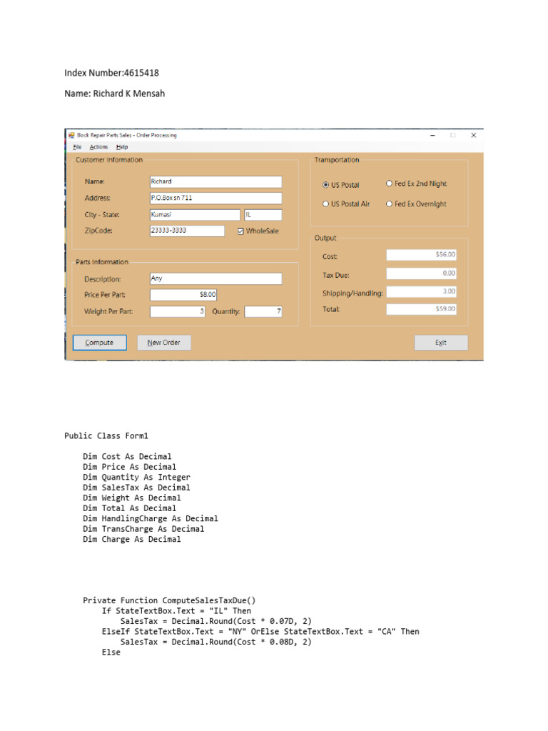 4615418 Vb Lab 4 1 Pdf Computer Programming Software Engineering
