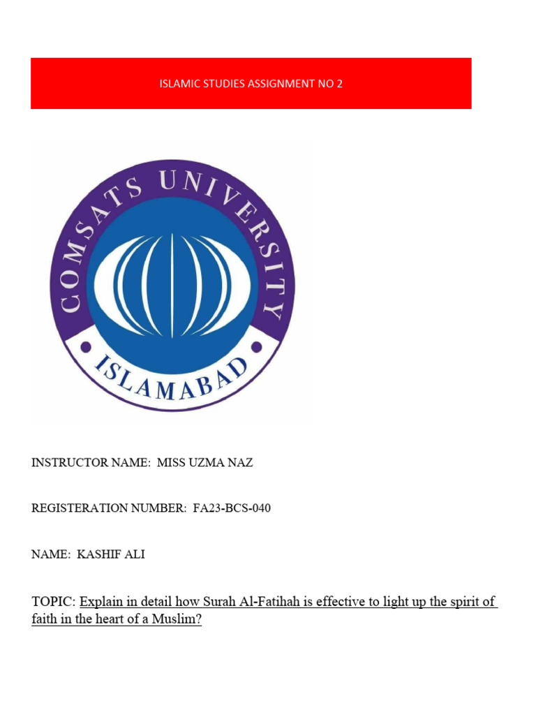 Islamic Studies Assignment 2 | PDF | Surah | Religious Belief And Doctrine