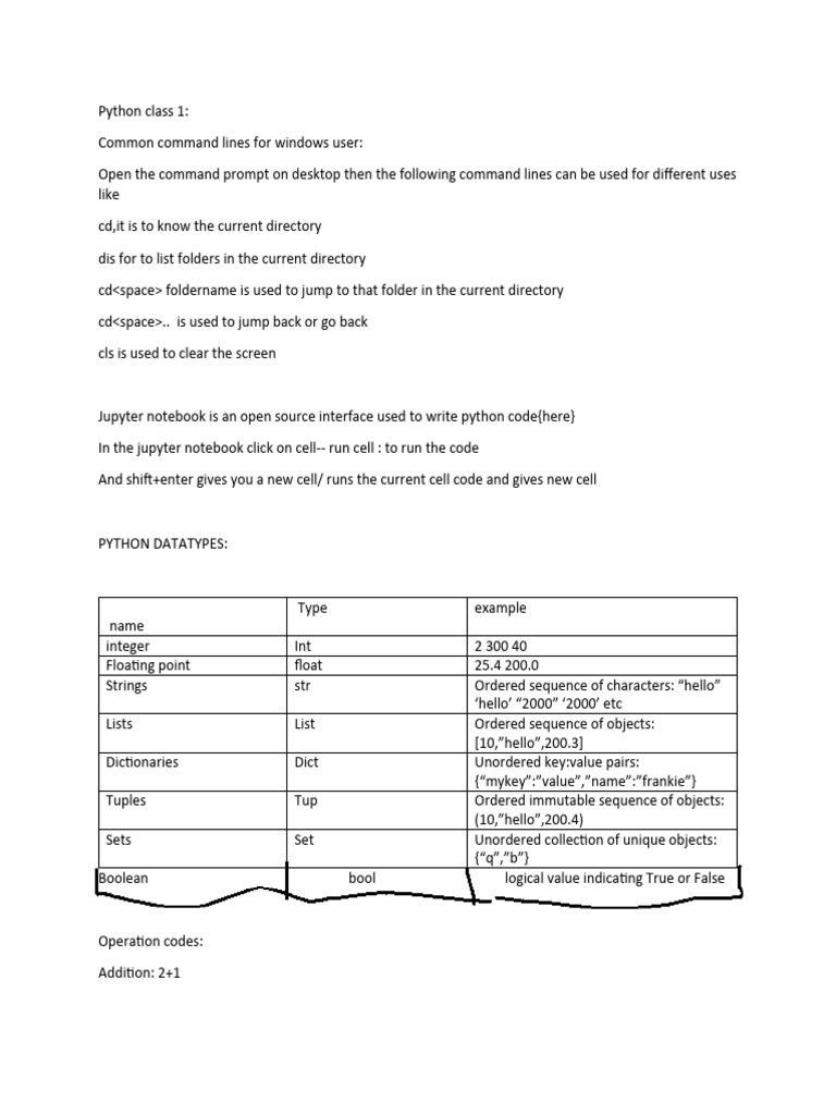 Python Notes Pdf Variable Computer Science Boolean Data Type 1748