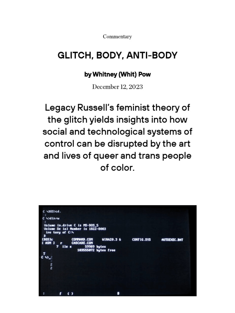 Pow, Glitch, Body, Anti-Body - Outland | PDF | Feminism | Gender Studies