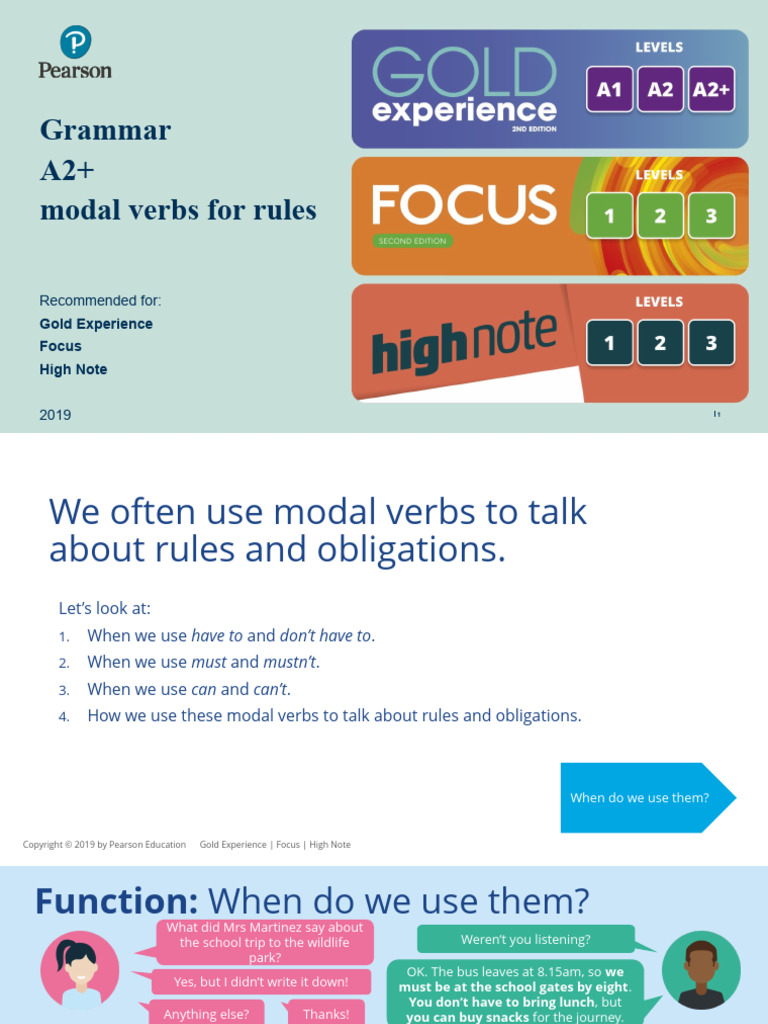 Grammar A2+ - 6 Modal Verbs For Rules | PDF | Pronoun | Morphology