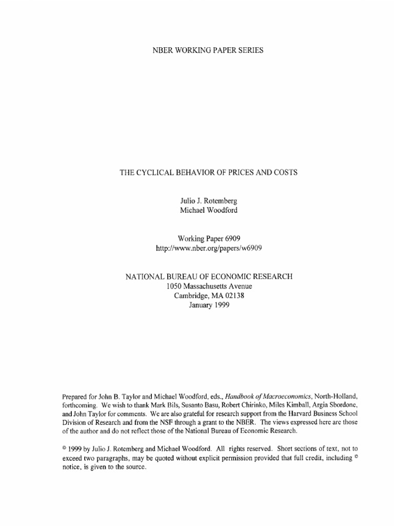 The Cyclical Behavior of Prices and Costs VI | PDF