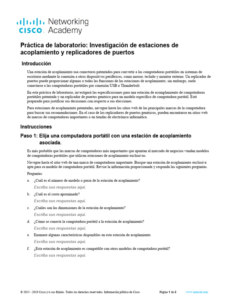 7.1.2.8 Lab - Research Docking Stations and Port Replicators | PDF | Ordenador portátil ...