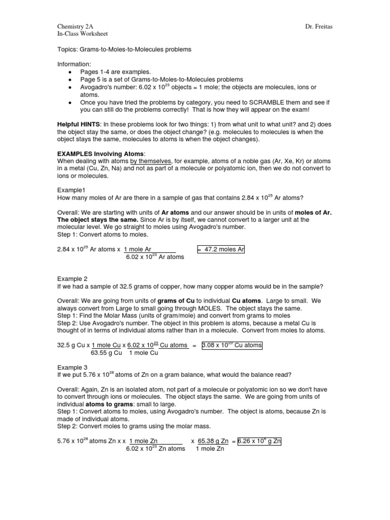 Grams to Moles to Molecules Guide | PDF | Mole (Unit) | Ion