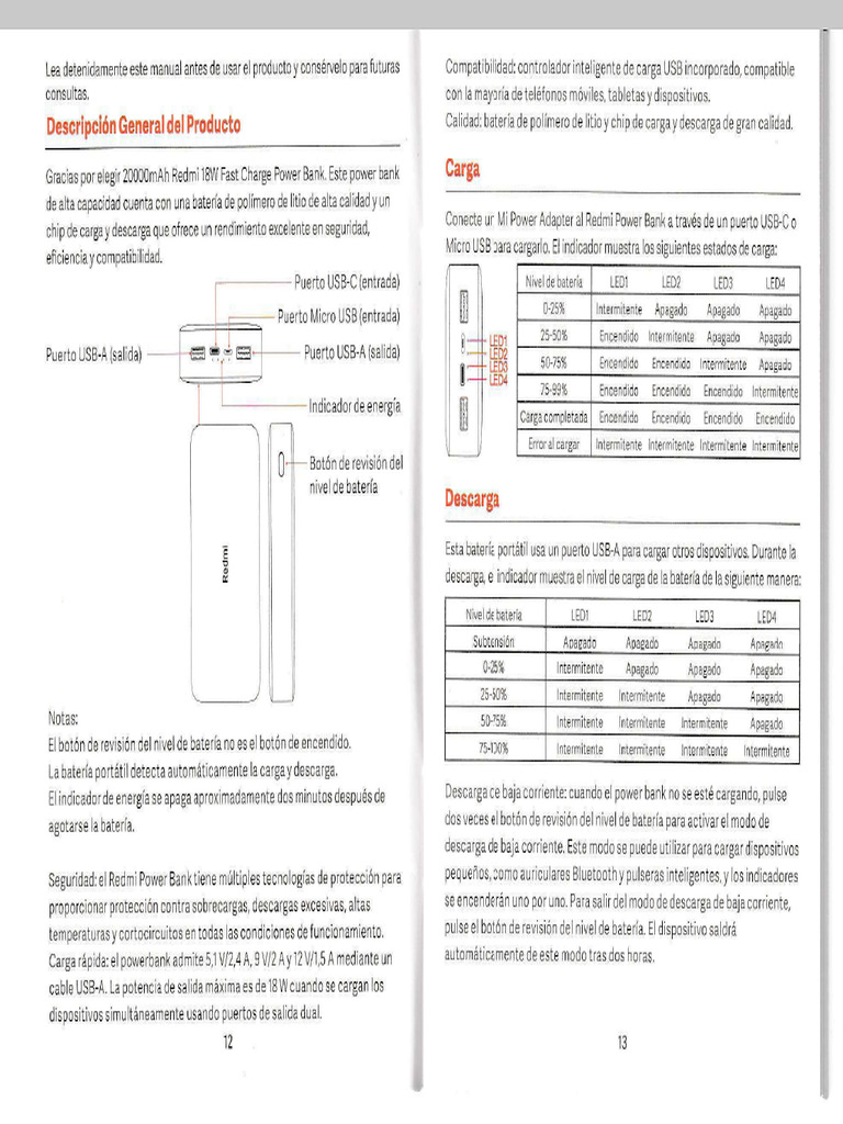 Manual Xiaomi 20000 mAh 18W Fast Charge Power Bank | PDF | Cargador de ...
