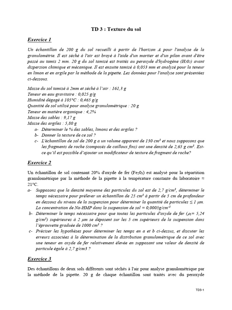 TD3 - Texture Du Sol & Solution | PDF | Limon