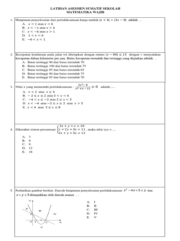 Latihan Soal US Matematika Minat | PDF