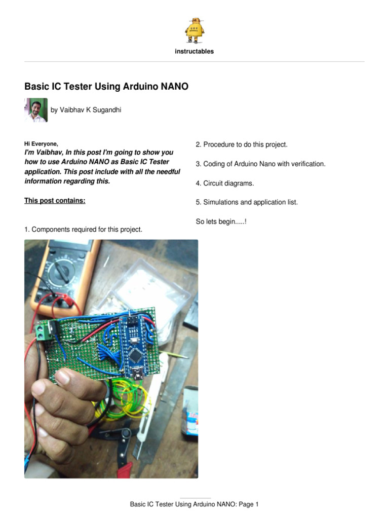Basic Ic Tester Using Arduino Nano Download Free Pdf Arduino