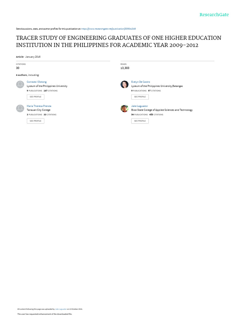 EJET Tracer Study of Engineering Graduates | PDF | Survey Methodology ...