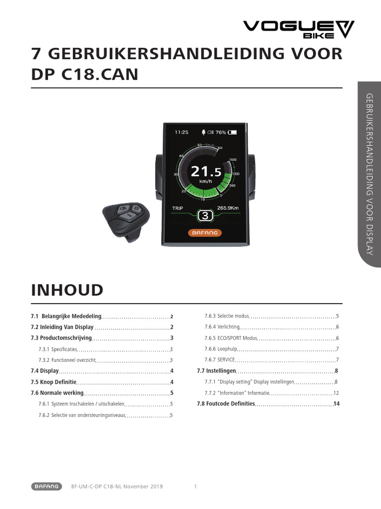 HANDLEIDING Bafang C18 NL | PDF