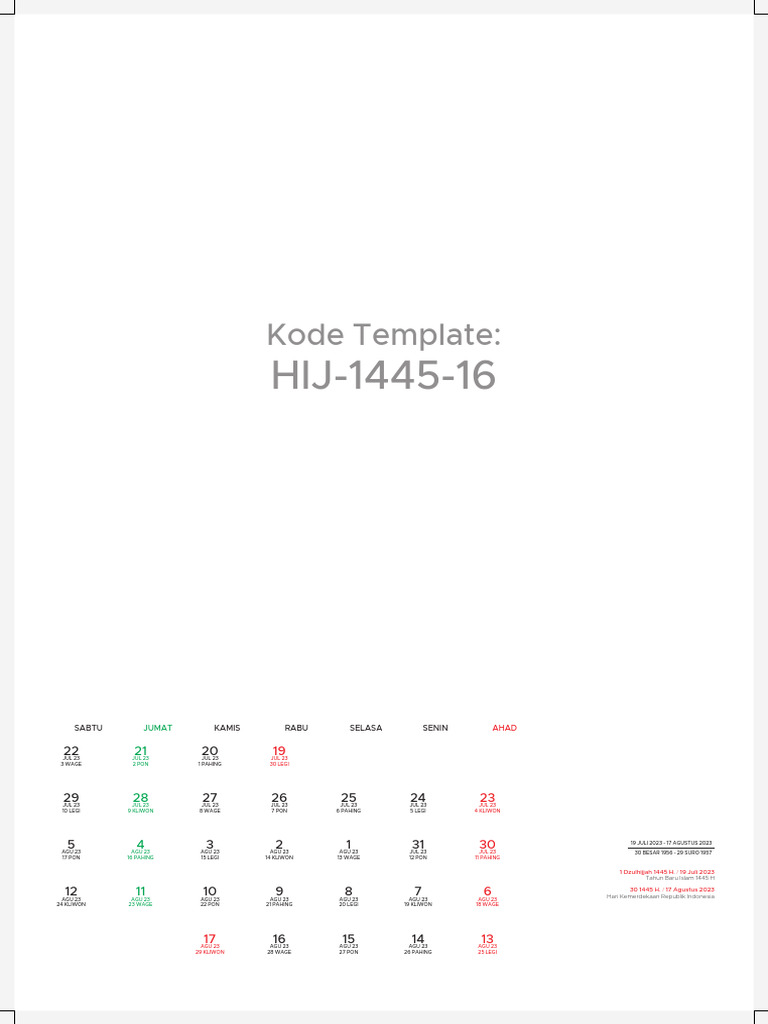 Kalender Hijriyah 1445 H | PDF