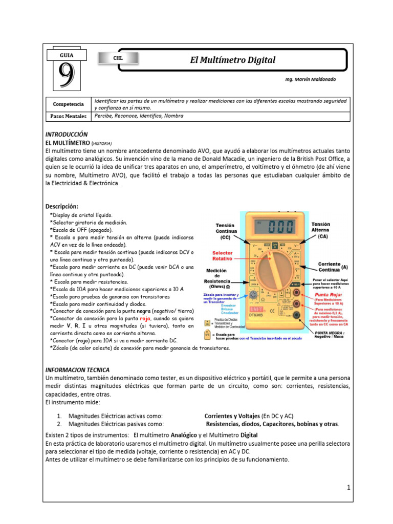 Guia 09 El Multimetro Digital | PDF | Equipo | Tecnología de ...