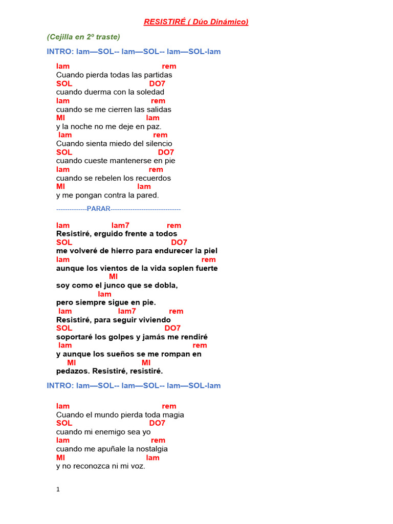Resistiré Con Acordes | PDF