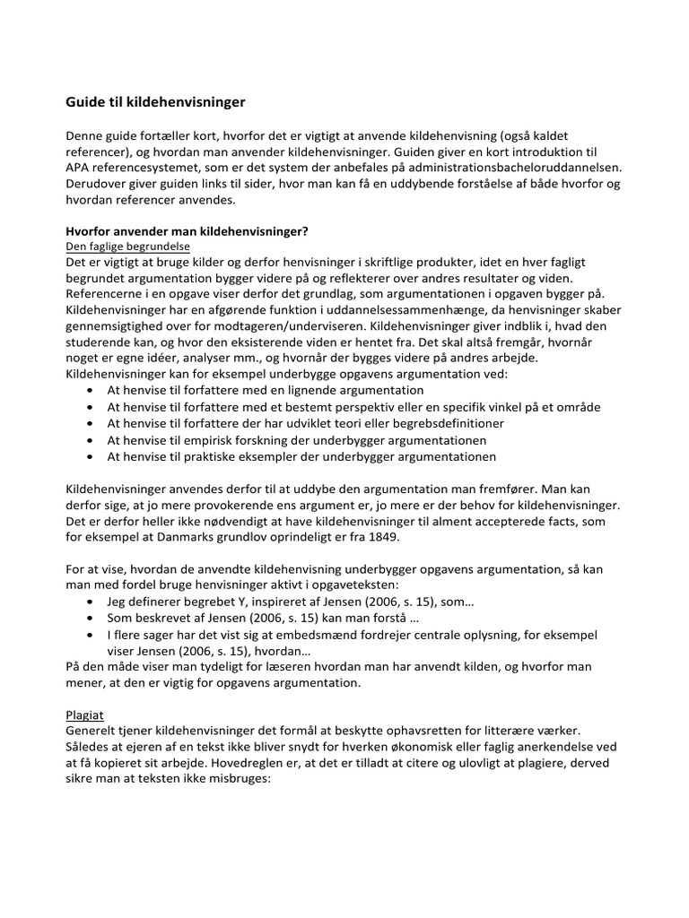 Guide Til Kildehenvisning | PDF