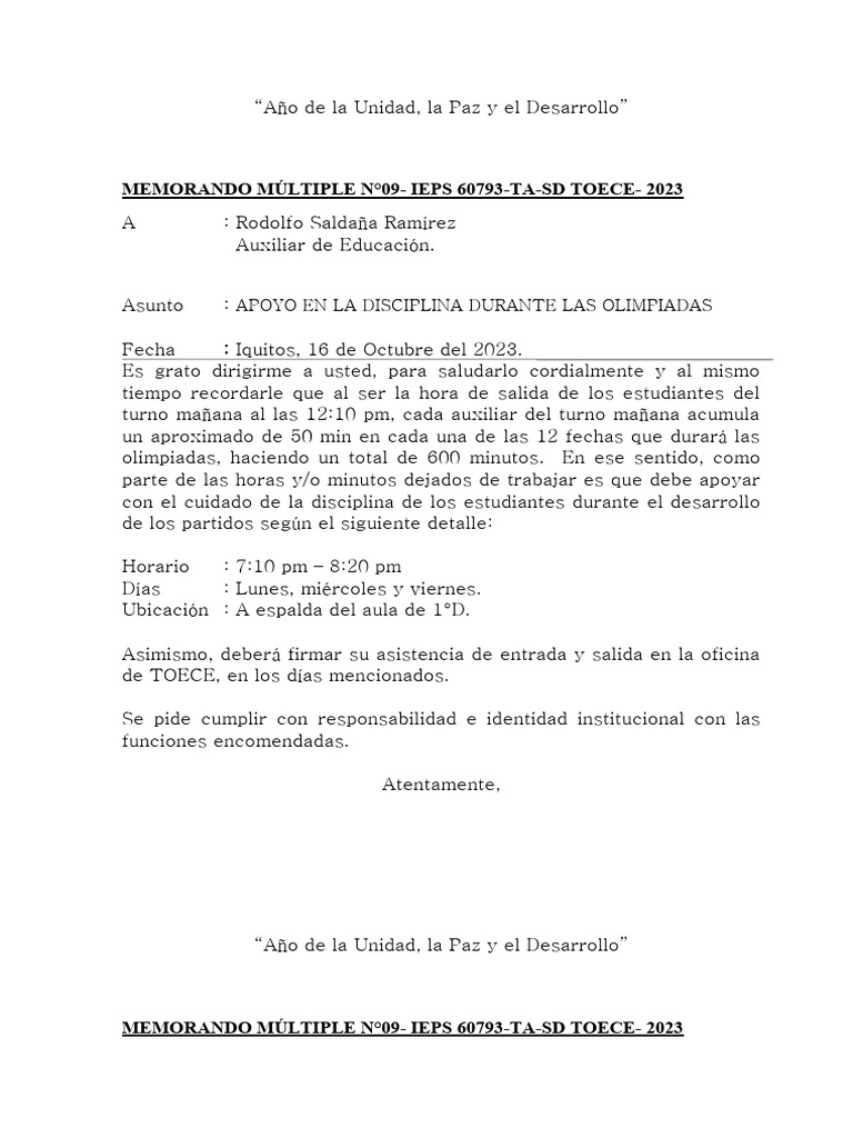 Memo Control en Olimpiadas para Auxiliares Tarde y Personal ...