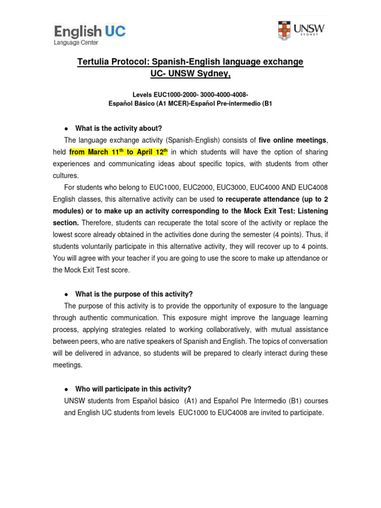 Tertulia Protocol EUC - UNSW 1 - 2024 | PDF | Human Communication ...