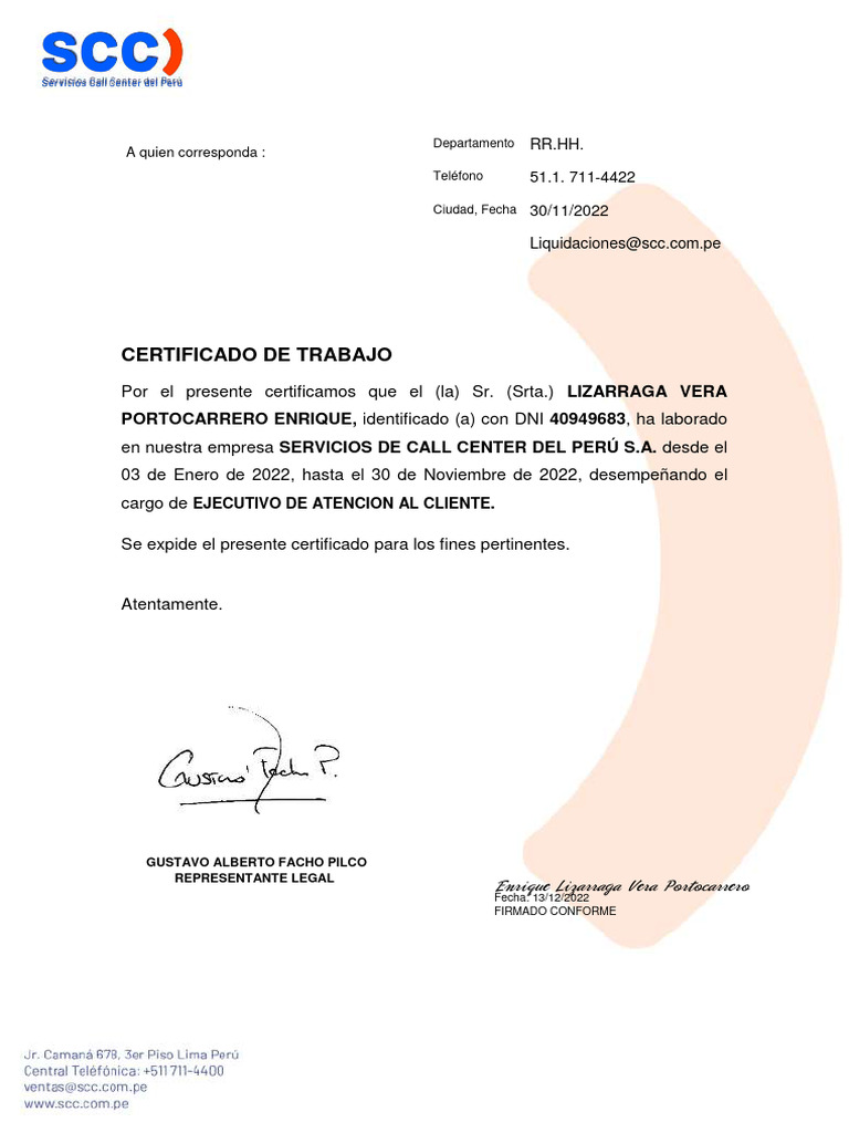 Certificado SCCP | PDF
